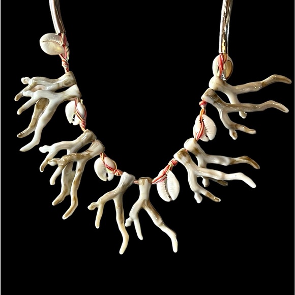 Jewelry | Boho Fabric String Coral Necklace | Poshmark